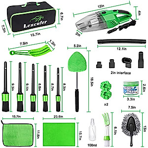 Lezcufer 17Pcs Car Interior Detailing Kit with High Power Handheld Vacuum, Car Cleaning Kit,Detailing Brush Set,Windshield Cleaning Tool,Cleaning Gel,Microfiber Towels, Complete Car Interior Care Kit