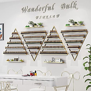 DEOCAE Nail Polish Organizer, 5 Tier Nail Polish Organizer Wall Rack, Hanging Wall Triangle Display Rack Storage Shelf Perfume Shelf Cosmetic Cabinet