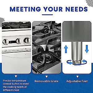 WMAOT 48" Commercial Range with 4 Burner 4.25 Cu.Ft 2 Electric Oven 24" Griddle 214000 BTU Manual Natural Gas Range for Commercial Kitchen Restuarant Bar