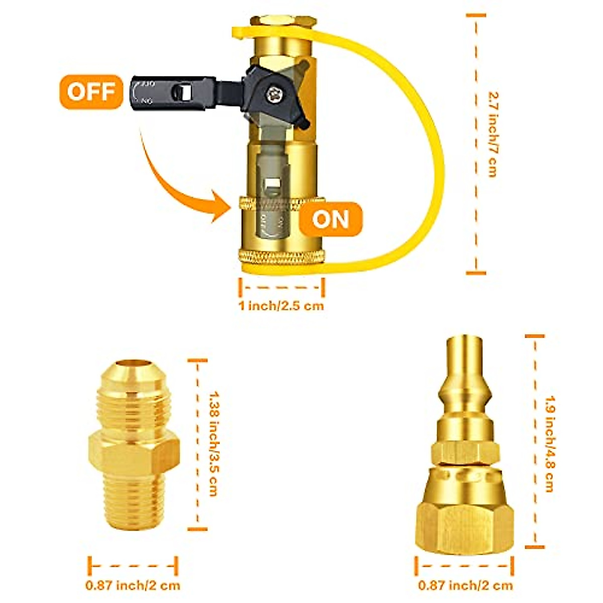 MENSI 1/4" Quick Connect Propane Disconnect Universal Adapter Kit Convert Regulator with 3/8" Female Flare to Quick-Release Connection