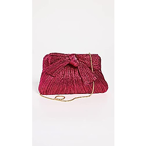 Loeffler Randall Women's Pleated Frame Clutch with Bow, Fuchsia, Pink, Metallic, One Size