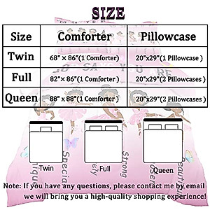 BATATADOCE Cute Little Ballet Bedding Sets African American Black Girls Pink Comforter Set Pink Princess Bed Set Kids Full Size Comforter Sets for Girls Bedroom,1 Comforter + 2 Pillowcases