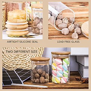 YANGNAY 20 Pack Glass Jars with Bamboo Lids, Spice Tea Herb Storage Containers, Stackable, 2 Size (6 oz, 8 oz)