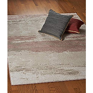LR Home Abstract Brushstroke Area Rug, 5'2" x 7'2", Ivory/Blush