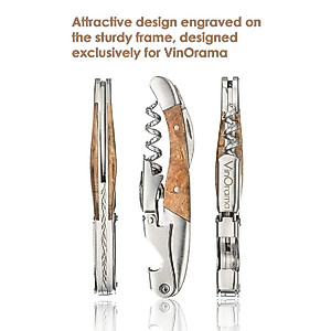 VinOrama Waiters Corkscrew Wine Opener Rosewood Handle 3-in-1 Beer Bottle Opener and Foil Cutter, The Best Choice of Professional Waiters and Bartenders Around the Globe