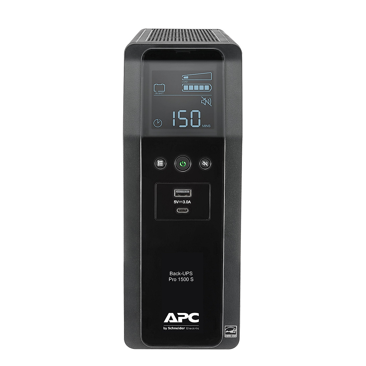 APC UPS BR1500MS, 1500VA Sine Wave UPS Battery Backup & Surge Protector, Backup Battery with AVR and LCD Display, 2 USB Charging Ports, Uninterruptible Power Supply, APC Back-UPS Pro Series (Renewed)
