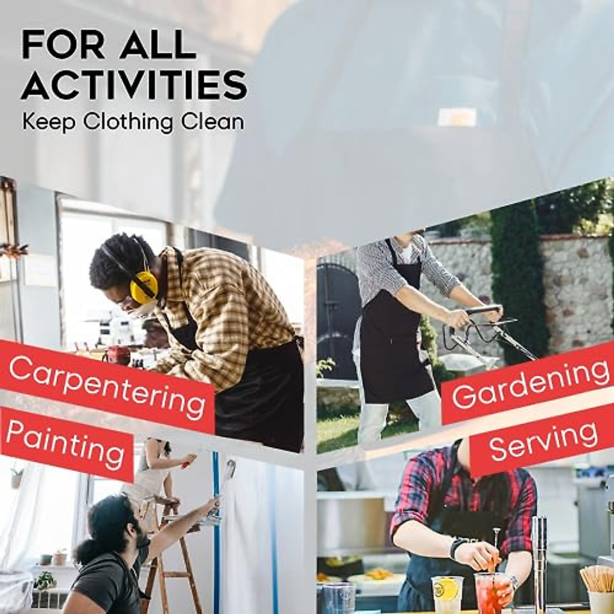 Comfyanno Aprons for men, 2 Pack 100% Cotton Mens Apron, Black Chef Kitchen Cooking Apron, Men Grilling BBQ Apron with 2 Pockets, Waterproof Man Apron for Gardening, Baking