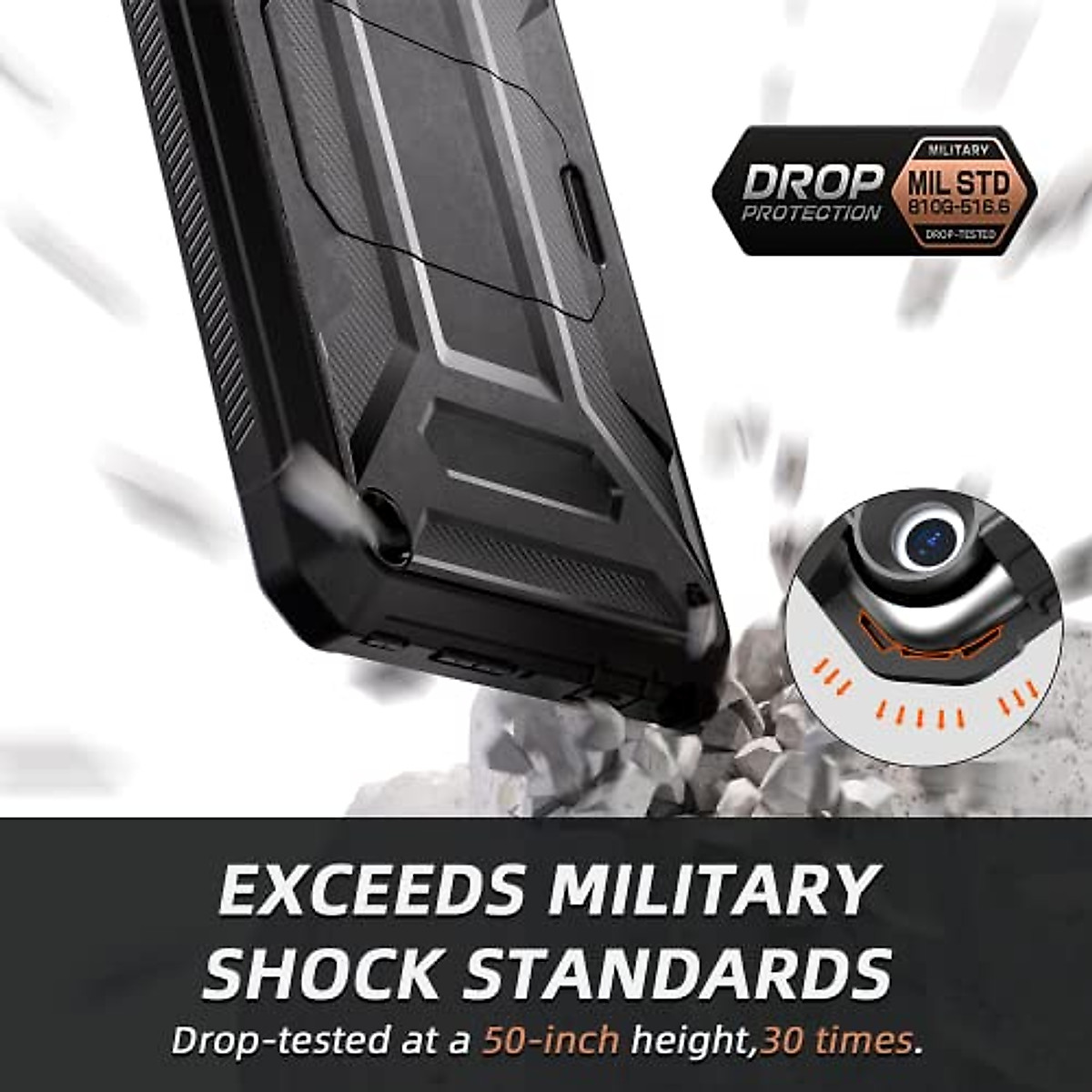 All-New Kindle Fire 7 Tablet Case (12th Gen, 2022 Release) - DJ&RPPQ Lightweight Armor Series Full Body Rugged Hands-Free Viewing Stand with Screen Protector for Amazon Fire 7 Kids Tablet - Black