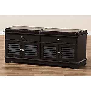 Baxton Studio Laertes Modern and Contemporary Dark Brown Wood 2-Drawer Shoe Storage Bench