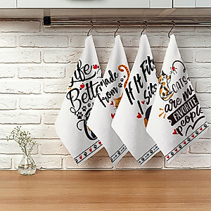 Pinatas Funny Cat Kitchen Towels Decorative Set of 4,Housewarming Gifts,Cat Lover Gifts for Women,Cat Hand Towels for Kitchen,Cat Dish Towels,Tea Towel,Cat Kitchen Decor