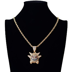 SMANXEY Gengar Gold Cubic Zirconia Hip Hop Pendant Necklace for Fans Classic Collection