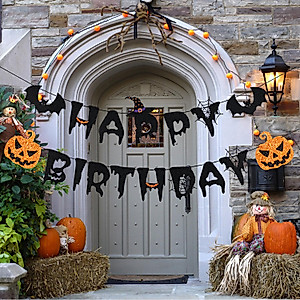 Halloween Happy Birthday Banner Halloween Witch Birthday Banner, Hocus Pocus Birthday Banner for Halloween Hocus Pocus Birthday Decorations Halloween Witch Birthday Supplies