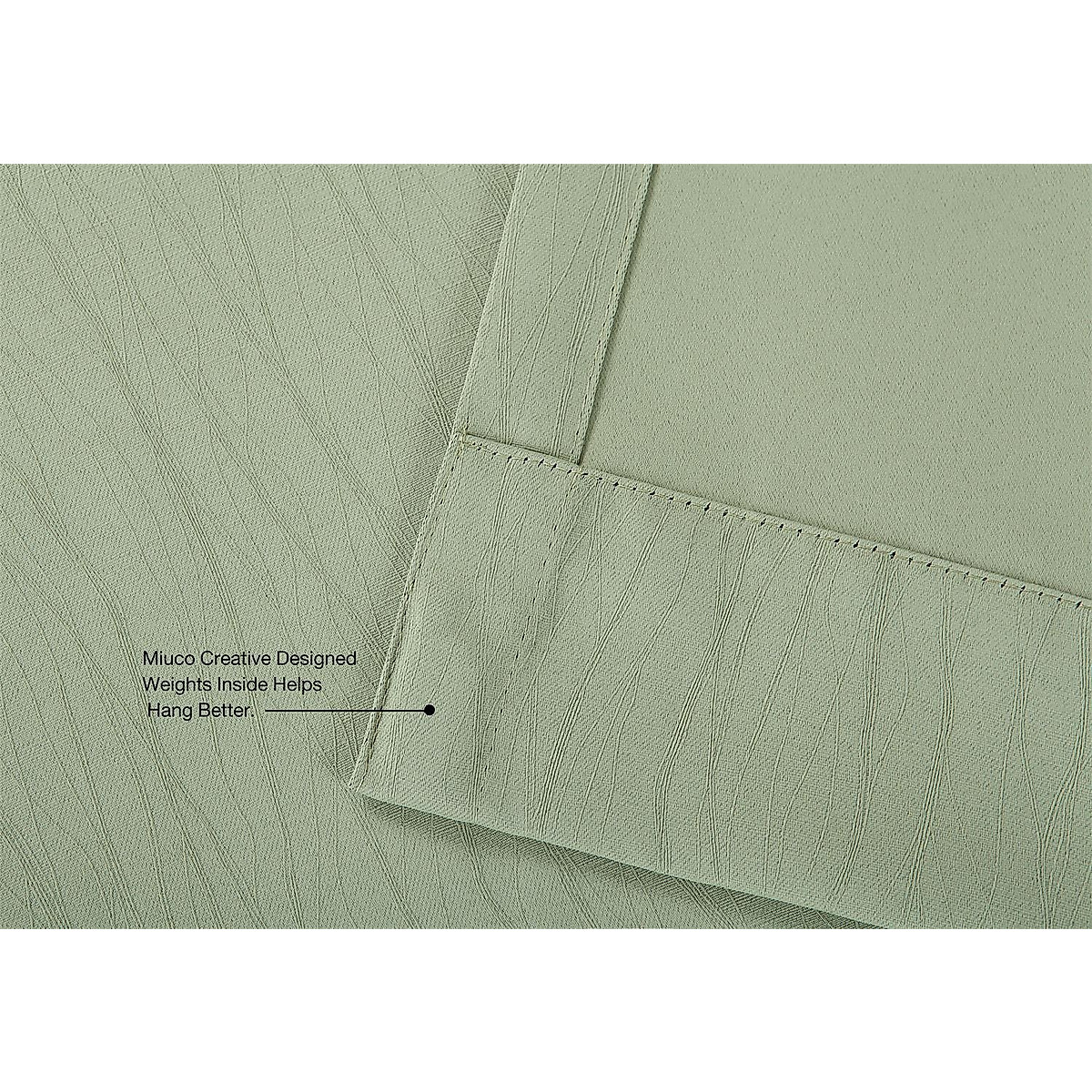 MIUCO Blackout Curtains Room Darkening Curtains Textured Grommet Panels for Living Room 2 Panels 52x84 Inch Long Sage