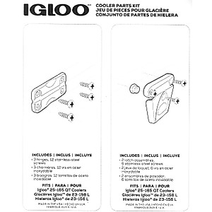 Igloo Cooler Plastic Parts Kit - 2 Latches, 3 Hinges, Latch Post & Screws