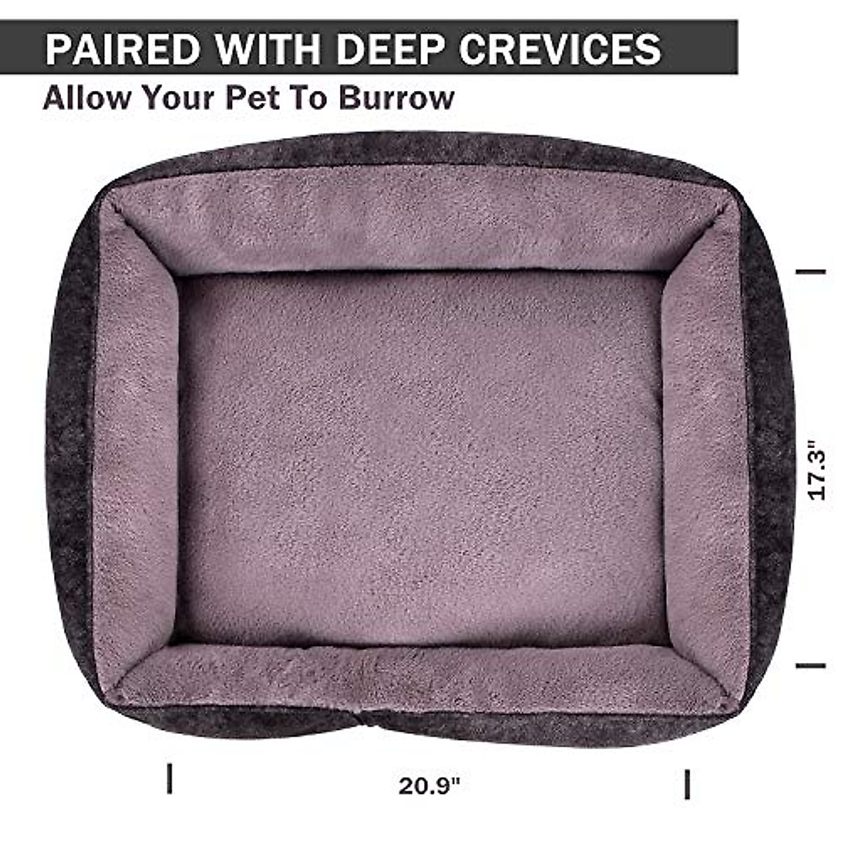 Coohom Rectangle Washable Dog Bed,Warming Comfortable Square Pet Bed Simple Design Style,Durable Dog Crate Bed for Medium Large Dogs (30 INCH, Black)