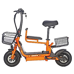 Soumye 48V 500W 13AH Folding Electric Scooters E-Scooter 10" Fat Tire Lithium-ion Battery e-Bike Electric Bicycle(Orange) for Adults