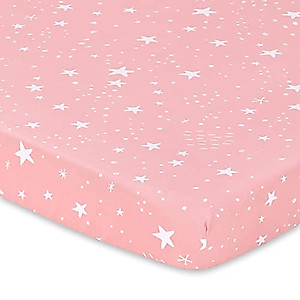 The Peanutshell Mini Crib Sheet Set for Girls, 3 Pack, Multiuse for Pack & Play, Playard, Playpen, Mini Crib, Pink Woodland Floral