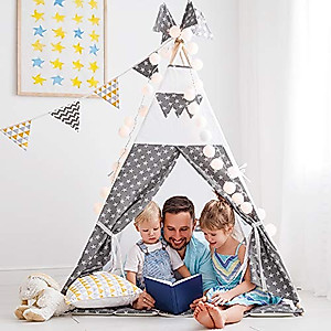 Wilwolfer Kids Teepee Play Tent for Child with Carry Case + Two Windows, Portable Children Toys or Gift for Kids Boys Girls Indoor and Outdoor Play