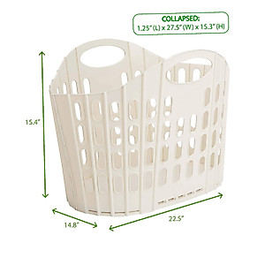Mind Reader 38 Liter Laundry Folding Basket, Collapsible Laundry Basket, Foldable Storage Basket, Bathroom, Bedroom, Home, Ivory