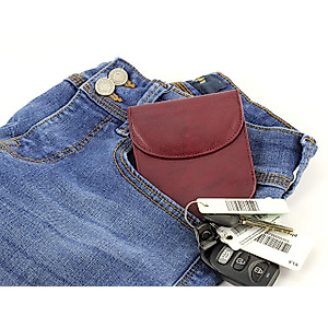 Bacci Leather Impressions Taxi Wallet - Soft Leather, Compact & Snap Pocket on Front, Folding Wallet, Small ID Cards & Coins Holder, Pouch for Men & Women, Coin Case ( Leather, Red)