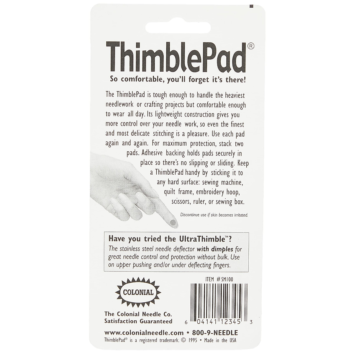 Colonial Needle Co Leather Thimble Pad 1 Sheet of 12 Pads