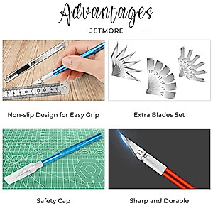 Jetmore 94 Pack Exacto Knife Kit, 2 Precision Exacto Knife Set, 80PCS #11/#16/#17 Exacto Knife Blades with Storage Case, Hobby Knife Craft Knife ​for DIY, Art Work, Cutting, Carving