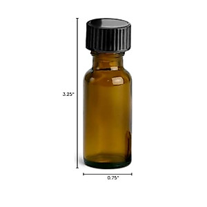 Premium Amber Glass Boston Round Bottles, 1/2 oz (15ml) Capacity - Durable, UV-Protective 5-Pack with Leak-Proof Black Cone-Lined Caps - Perfect for Essential Oils - Perfumes