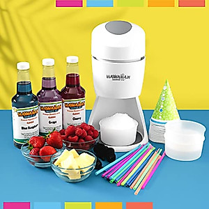 Hawaiian Shaved Ice S900A Shaved Ice and Snow Cone Machine with 3 Flavor Syrup Pack and Accessories