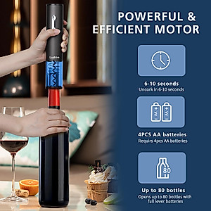 Ludkim Electric Wine Opener Set, Automatic Wine Bottle Openers with Foil Cutter, Battery Operated Wine Corkscrew with Wine Aerator Pourer and 2 Vacuum Wine Stoppers