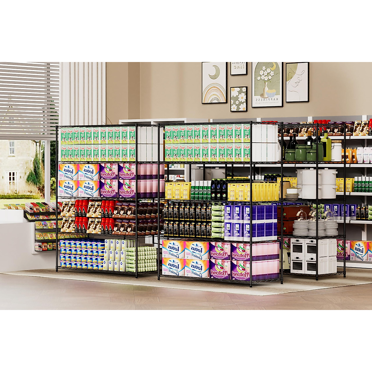 RenwDong 5-Tier Metal Wire Shelving Unit with Wheels, 60" L×24" W×72" H Heavy-duty Adjustable Shelving and Storage racks, for Commercial, School, Home, Garage, Warehouse, Industrial(black)