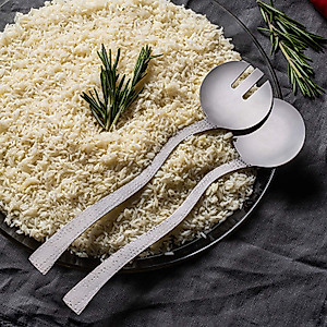 Colleta Home Hammered Stainless Steel Serving Utensils - Salad Spoons - Salad Servers