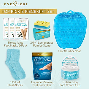 LOVE, LORI Foot Care Kit - 8-Piece Relaxing Spa Set for Women, Moisturizing & Hydrating, Natural Ingredients