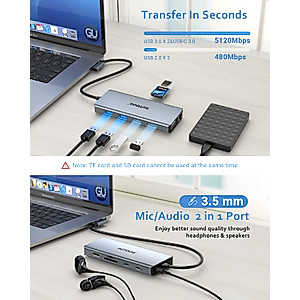 USB C Hub, SUTOUG 12 in 1 Docking Station with 4K HDMI & 1080P VGA, 92W PD, 1Gbps Ethernet, USB-C 3.0 & 4 USB-A Data Ports, SD TF Card Reader, USB C Adapter for Surface Pro MacBook Pro Air & Windows