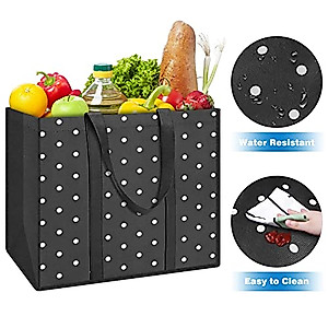 Fab totes 6 Pack Reusable Grocery Bags 35L Large Capacity Shopping Bags Heavy Duty Reusable Bags for Groceries Waterproof Tote Bags for Shopping and Picnic with Sturdy Handles