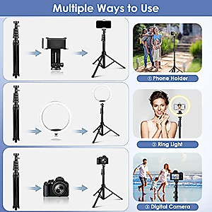 UBeesize 10''Selfie Ring Light with 62''Tripod Stand, Led Ring Light with Phone Holder and Remote for Video Recording/Zoom Meeting (YouTube/ Tiktok/Twitch), Compatible with Phones, Cameras & Webcams