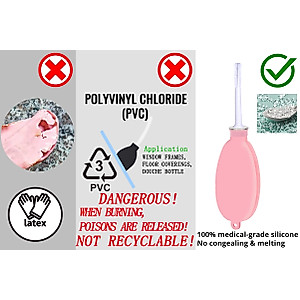 RVDKBULB Reusable Silicone Travel Douche Bag - Vaginal Douche for Women, Pocket size, 24 Fl Oz Capacity, Pink