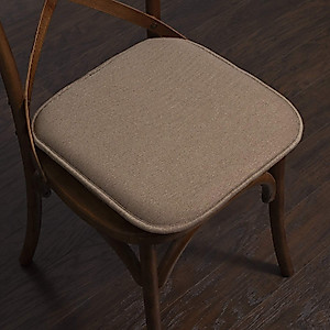 Sweet Home Collection Chair Cushion Memory Foam Pads Honeycomb Pattern Slip Non Skid Rubber Back Rounded Square 16" x 16" Seat Cover, 4 Pack, Charlotte Taupe