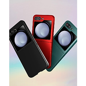 Cresee Case for Samsung Galaxy Z Flip 5 (2023) with Cover Screen Protector, Thin Hard PC Phone Case for Galaxy Z Flip5 - Green+Glass