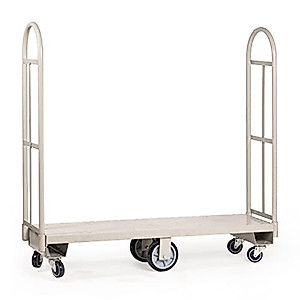 HaulPro Narrow Aisle U-Boat Platform Truck Dolly | 16 x 60 Heavy Duty Utility Cart with Thick Steel Deck | Premium Hand Truck Can Hold Loads Up to 2,000 Pounds | Hand Cart with Dual Removable Handles
