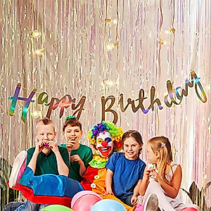 BRAVESHINE Party Decorations Iridescent Foil Fringe Backdrops - 2 Pack 3.2 x 6.5 ft Metallic Tinsel Photo Booth Pros Streamer Curtains for Birthday Wedding Graduation Christmas Holiday - Clear