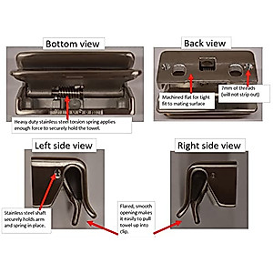 TrueGem Over Cabinet Kitchen Dish Towel Holder with 3/4" Bracket. Compact Clip/clamp. Smaller Than bar, Ring, Rack
