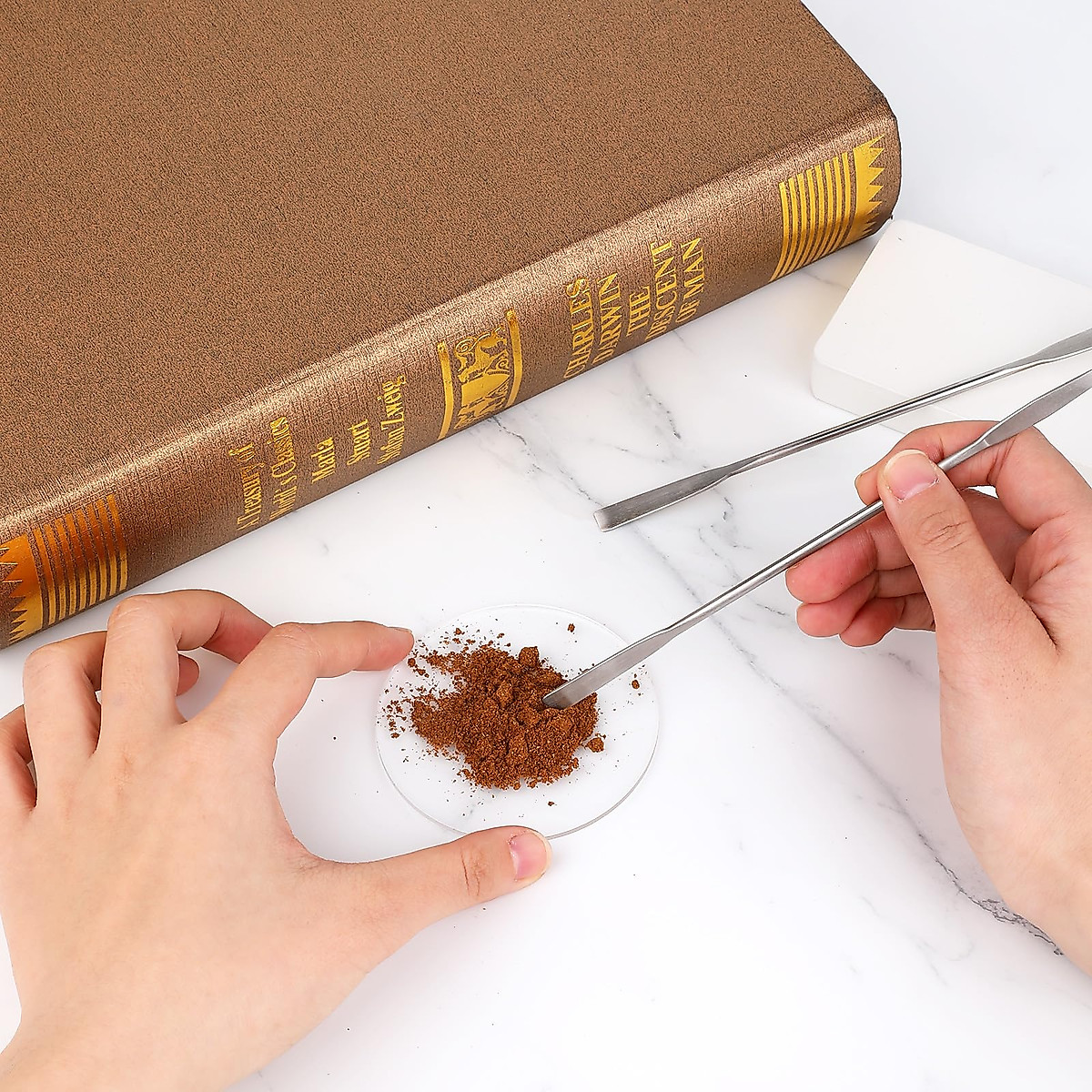 4PCS Micro Double Ended Spatula Stainless Steel Mini Spatula Metal Laboratory Mini Double-Ended Spatula Micro Square/Round End Spatula, 6.3"