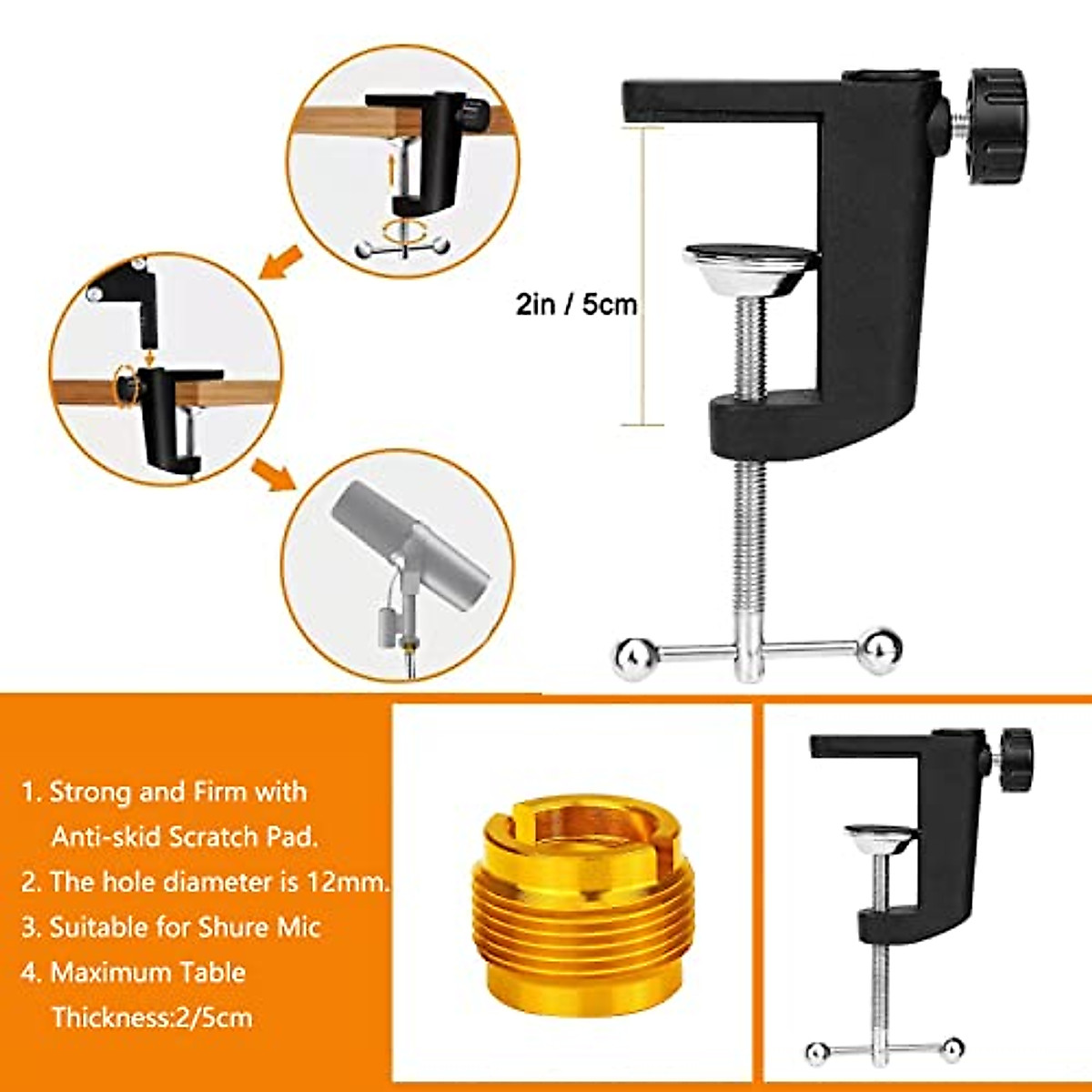 SM7B and MV7 Boom Arm, Heavy Duty Mic Arm Desk Mount Adjustable Suspension Mic Stand Compatible with Shure SM7B and Shure MV7 Vocal Dynamic Microphone