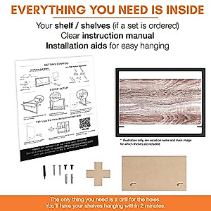 LEVITATE Floating Shelves - Plant Shelf Modular - Rustic Mid-Century Modern, Wood and Metal Wall Shelves - Scandinavian Small Framed Wall Shelf Set - Kitchen, Bathroom, Bedroom (Set of 3, Natural)