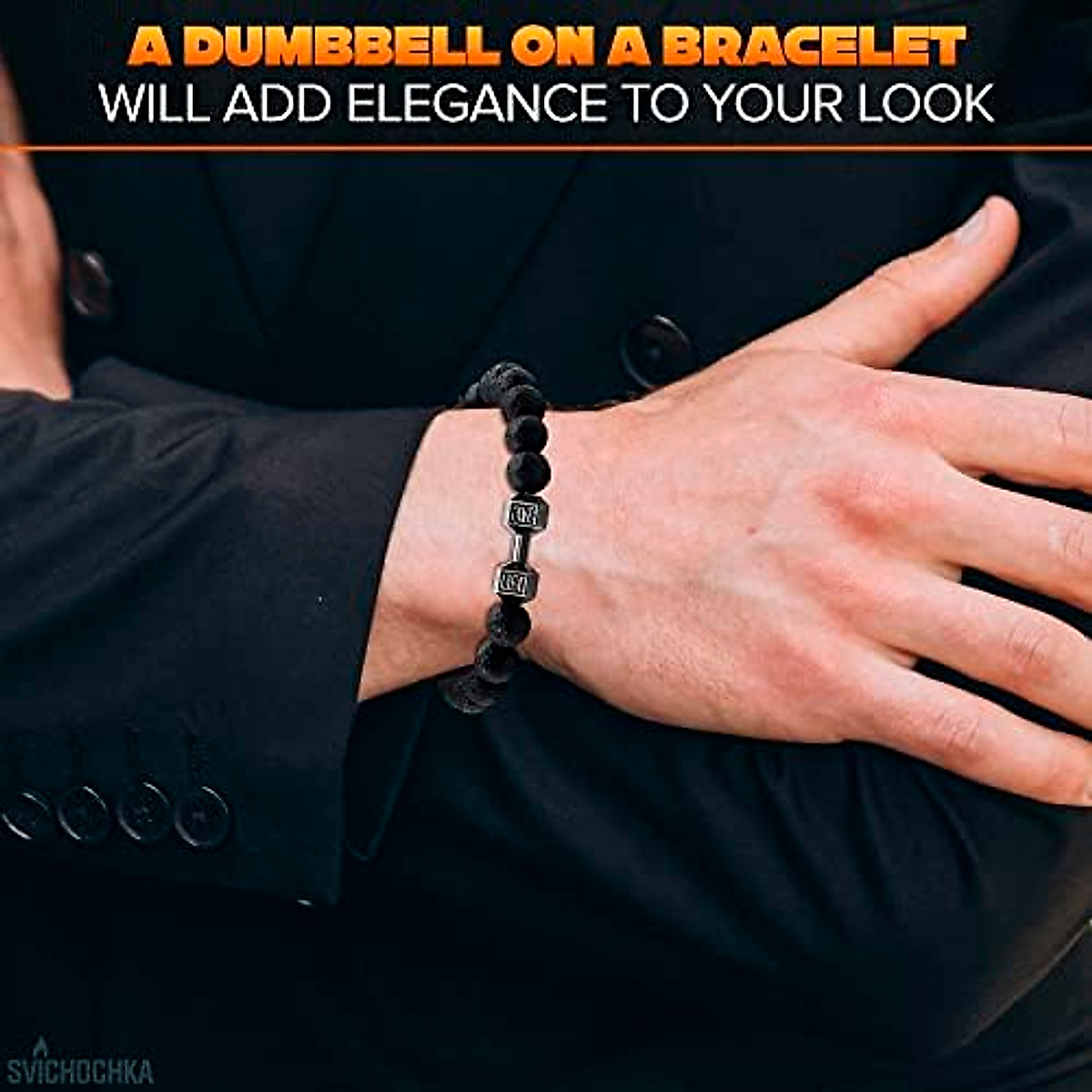 Lava Beads Dumbbell Bracelet For Men, Weight Bracelet 8mm Lava Rock Bracelet Natural Stone, Men Stretch Bracelet Bead Bracelet for Women, Alloy Dumbbell Bracelet, Beaded Jewelry Elastic Blessings Bracelet