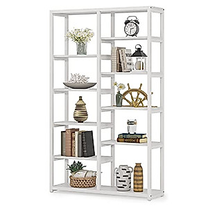 Tribesigns Bookshelf Bookcase, White 10-Open Shelf Etagere Bookcase, Simple Book Shelves Display Shelf Storage Organizer for Living Room Home Office (White)
