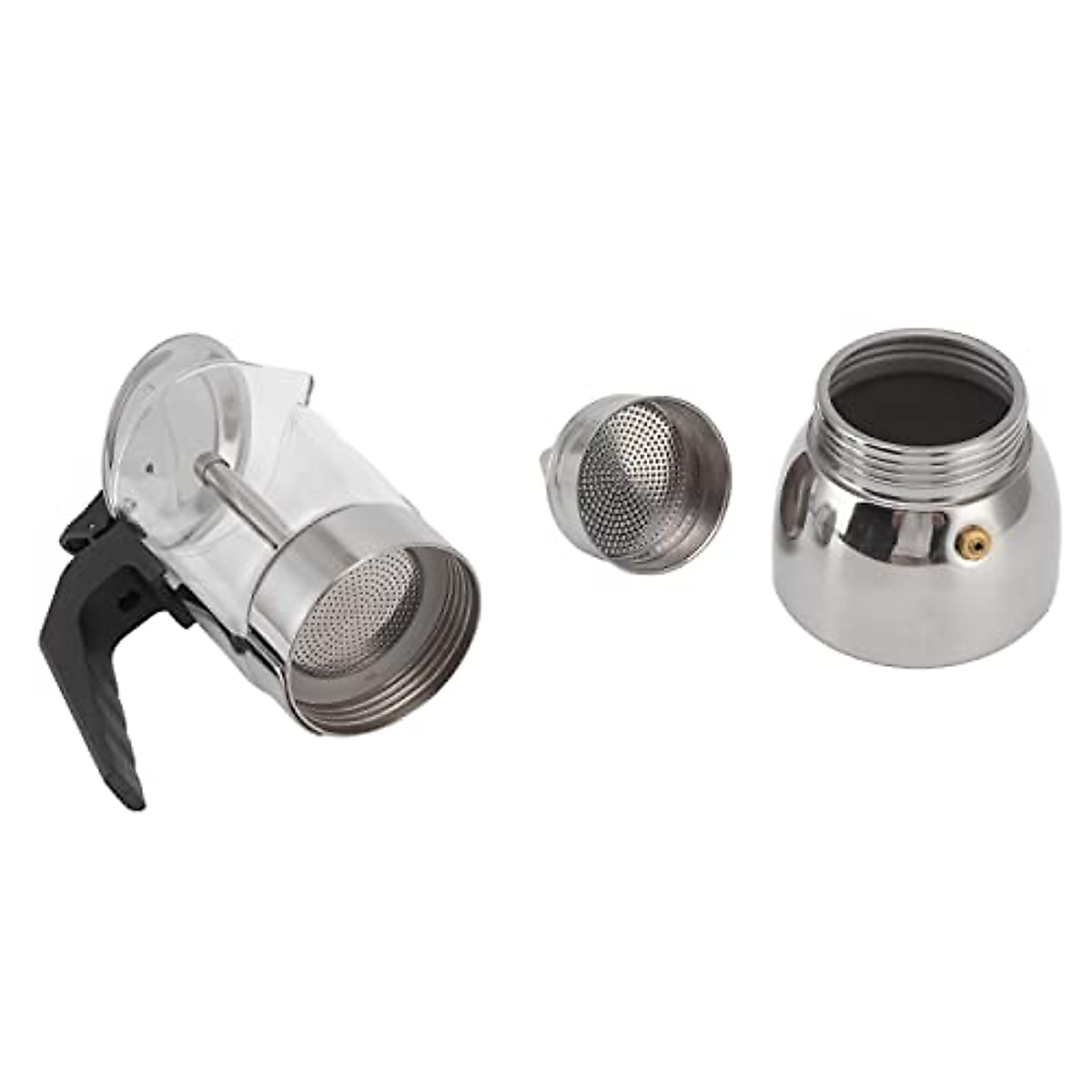 Mumusuki Stovetop Moka Pot, Glass Classic Italian Coffee Maker with Stainless Steel Base for Flavored Strong Coffee Ideal Coffee Lover Gift (200ML)