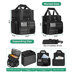 SumeStar Tactical Lunch Box for Men, Large Insulated Lunch Bag Adult, Heavy Duty Double Deck Expandable Lunch Cooler Bag Leakproof Waterproof Lunch Tote for Work Office Camping Travel - Black