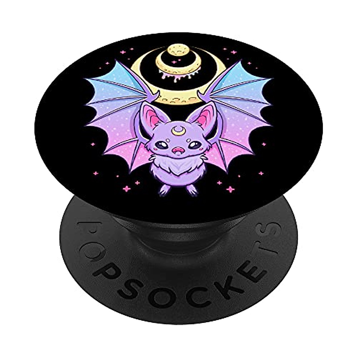 Kawaii Pastel Goth Cute Creepy Crescent Moon Bat PopSockets Swappable PopGrip