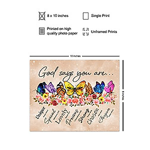 God Says You Are Wall Art - Boho Decor - Christian Inspirational Encouragement Gifts for Women - Bible Verses, Psalms, Scripture Wall Decor - Catholic Religious Gifts - Positive Motivational Quotes